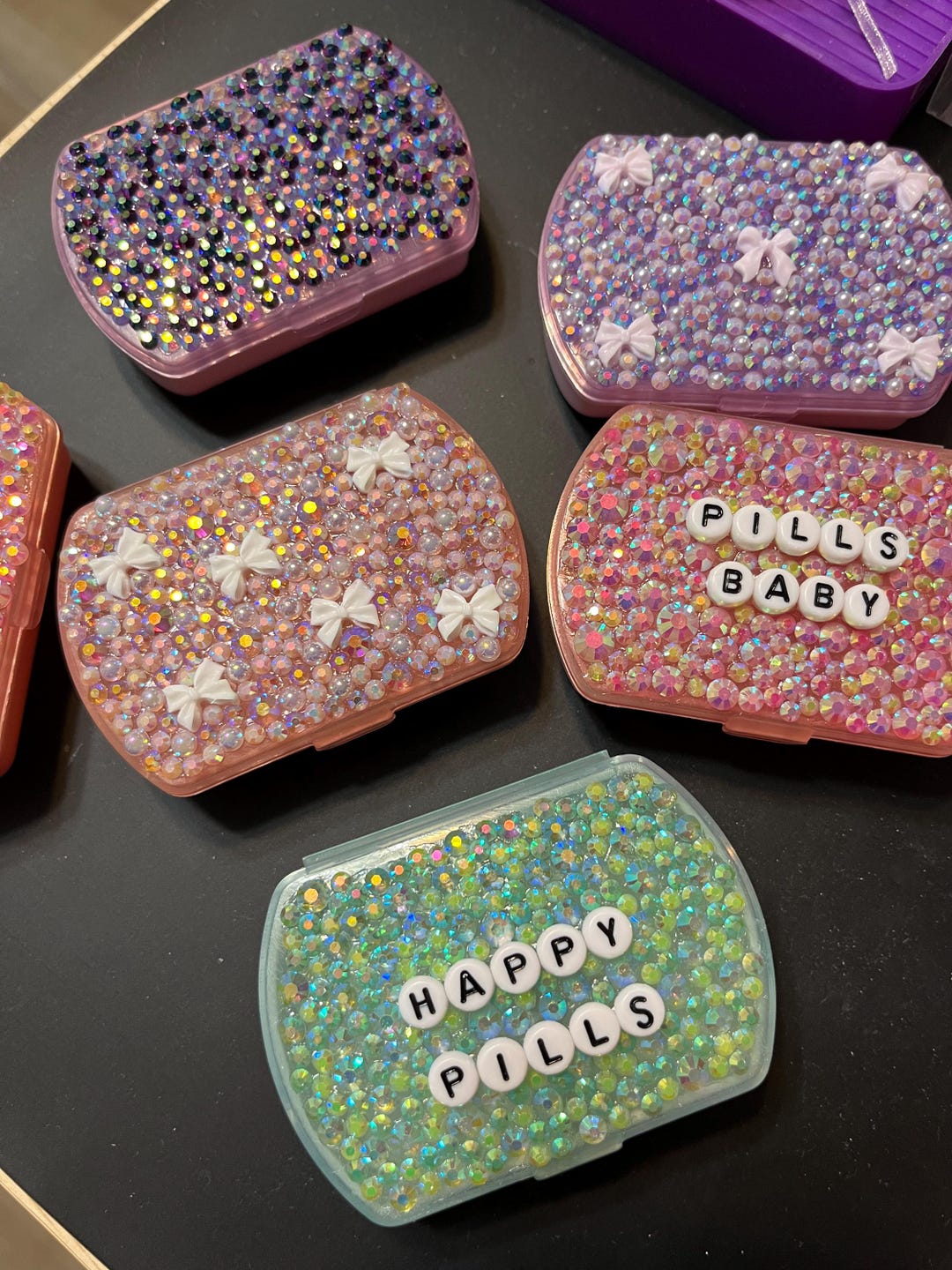 Custom Bedazzled Pill Box: Rhinestone Travel Case - Etsy