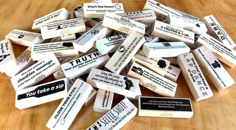 Couples Date Night Drinking Block Tower Game / Drunk Adult Fun - Etsy