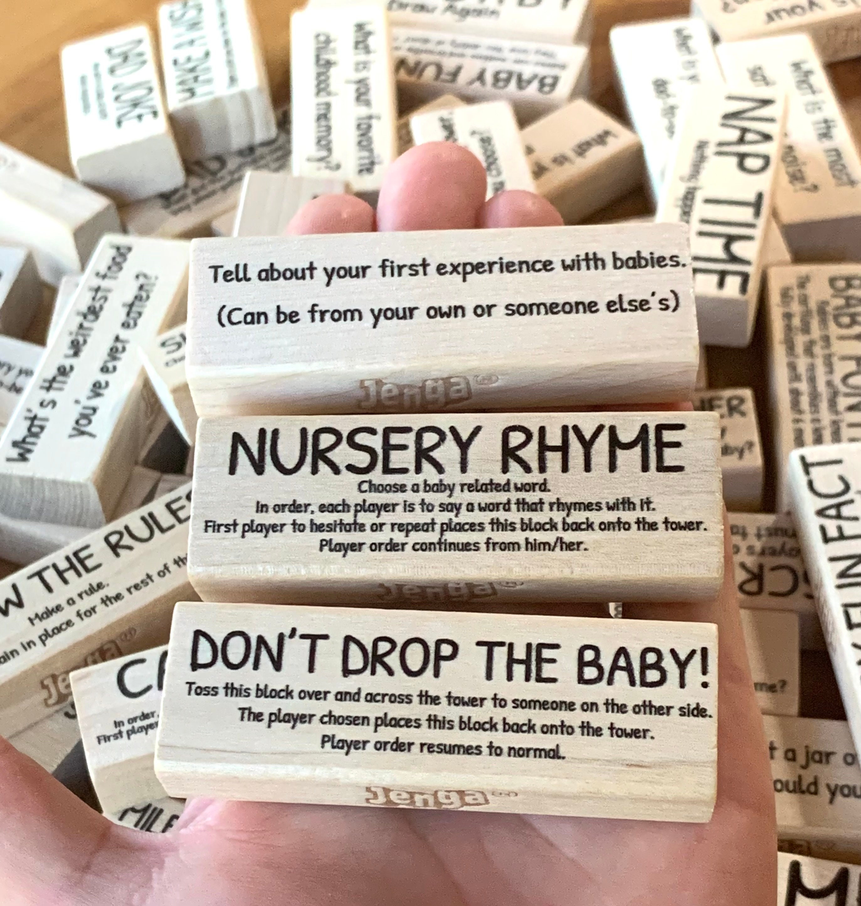 Fun Co-ed Baby Shower Block Tower Game / Unique Baby Party Activity ...