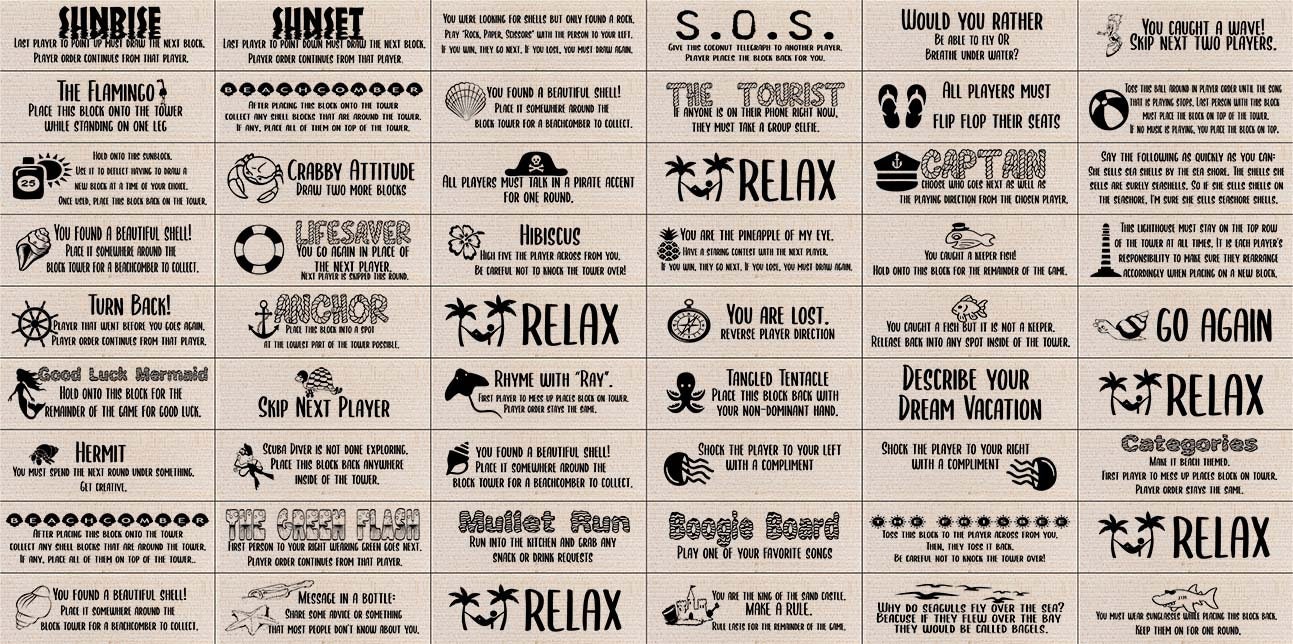 Family Friendly Beach Block Game // Fun Beach Themed Block | Etsy