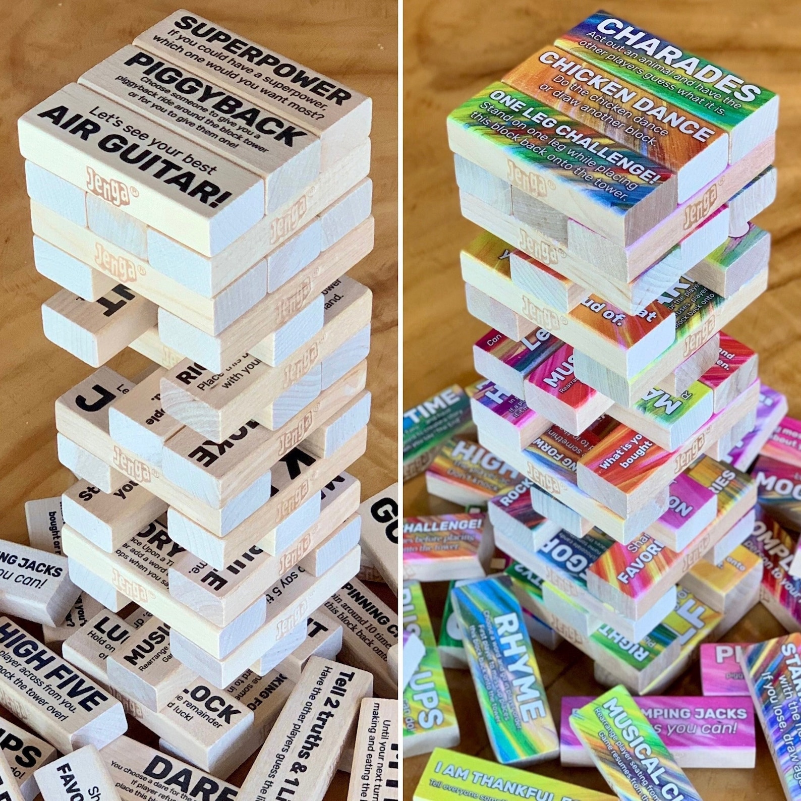 Fun Kid Friendly Block Tower Game //family Game Night Ideas // - Etsy