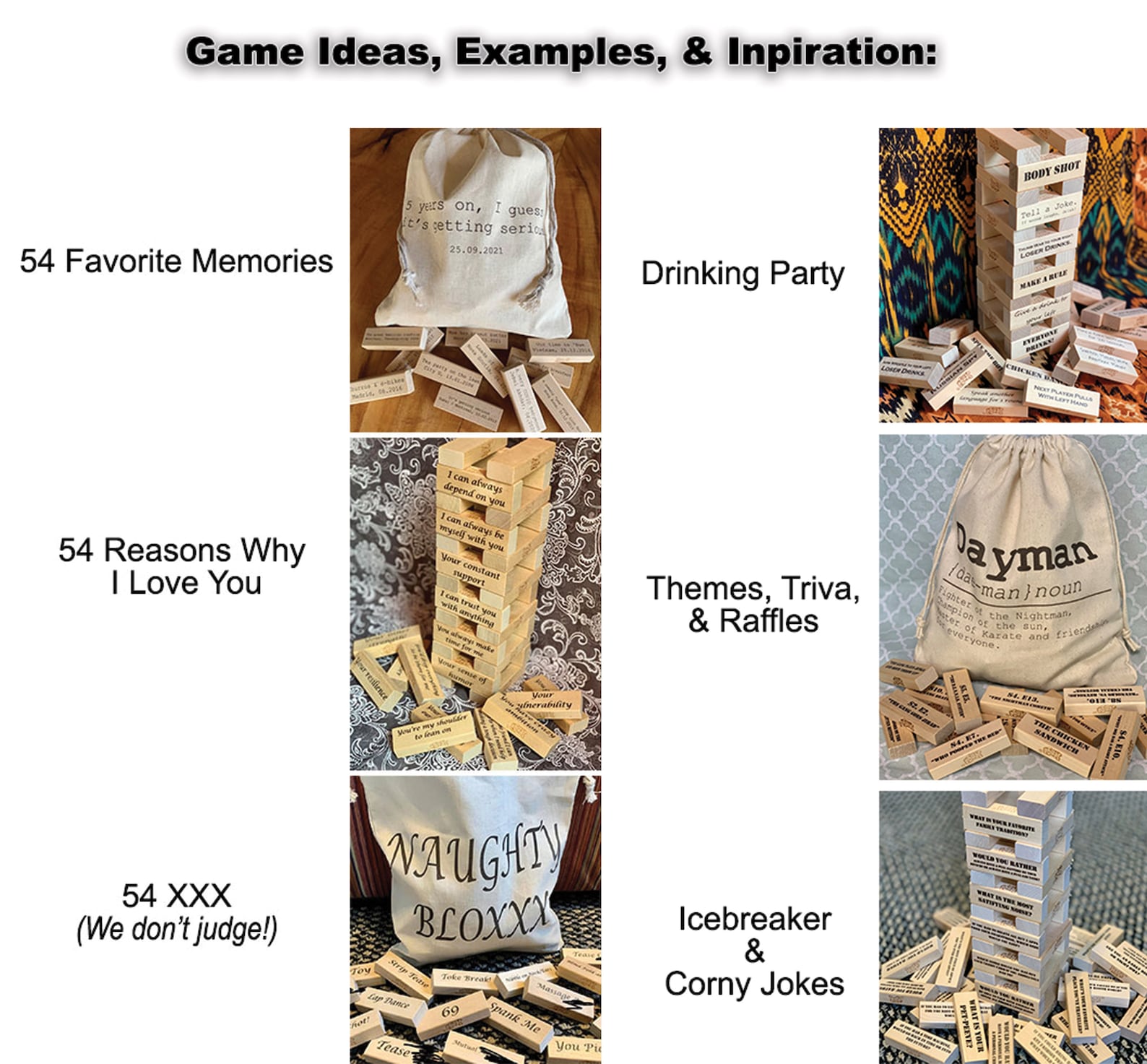 Custom Block Tower Game // Personalized Text, Design, Logo Tumble ...