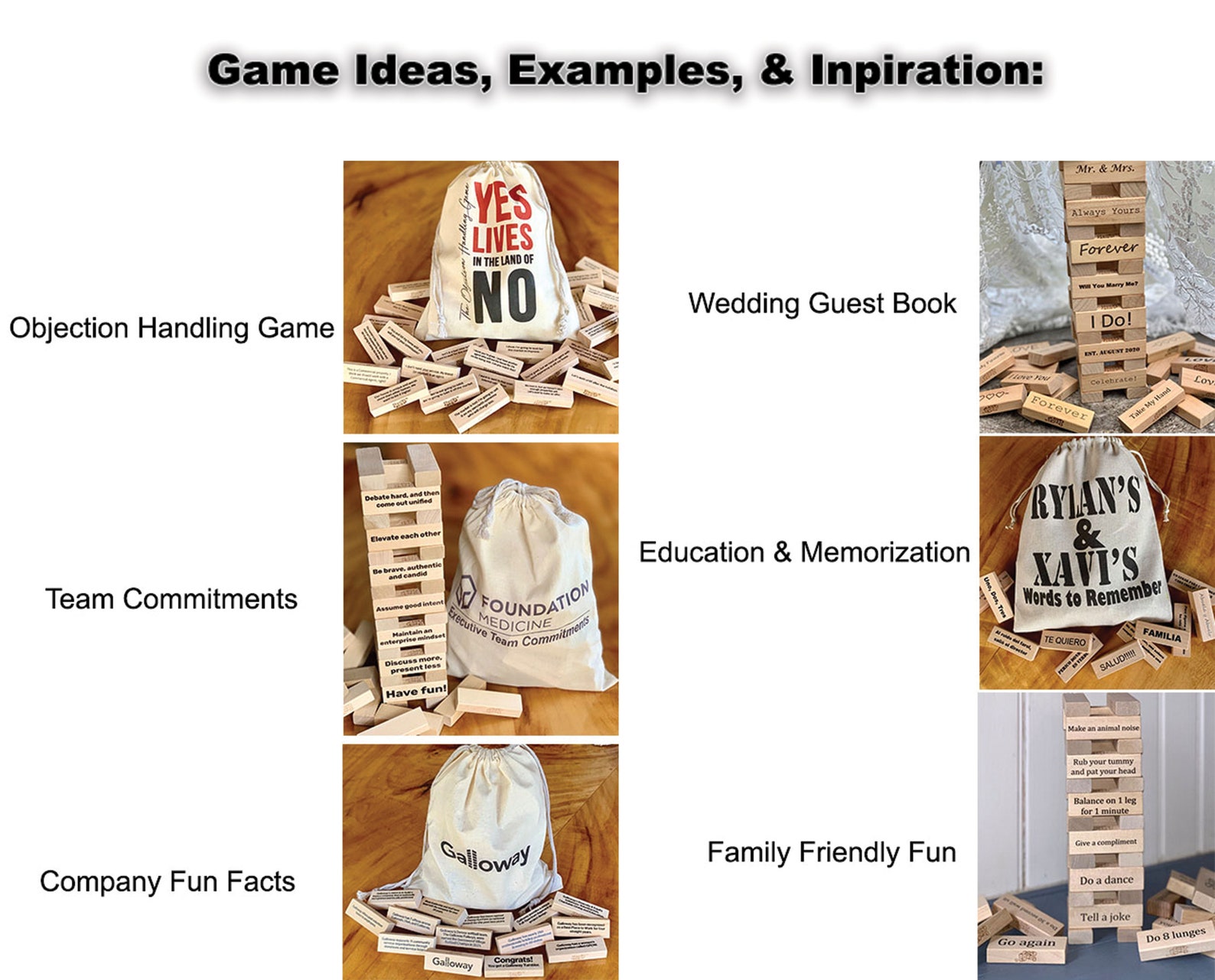 Custom Block Tower Game // Personalized Text, Design, Logo Tumble ...