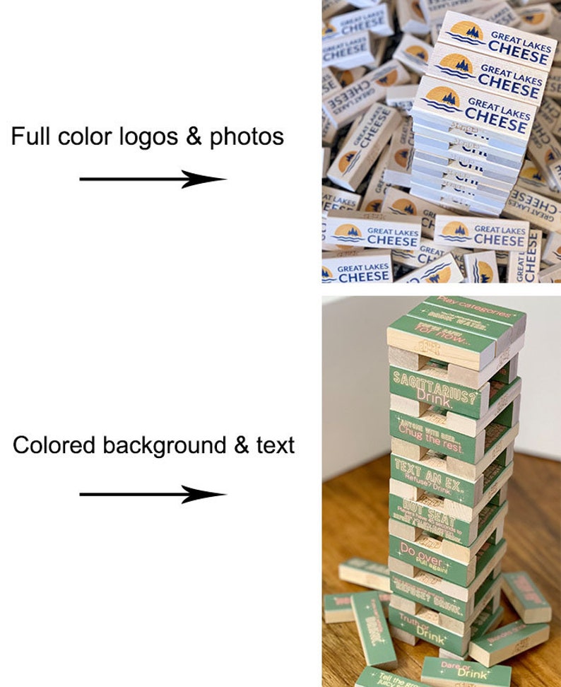 Custom Block Tower Game // Personalized Text Design Logo - Etsy