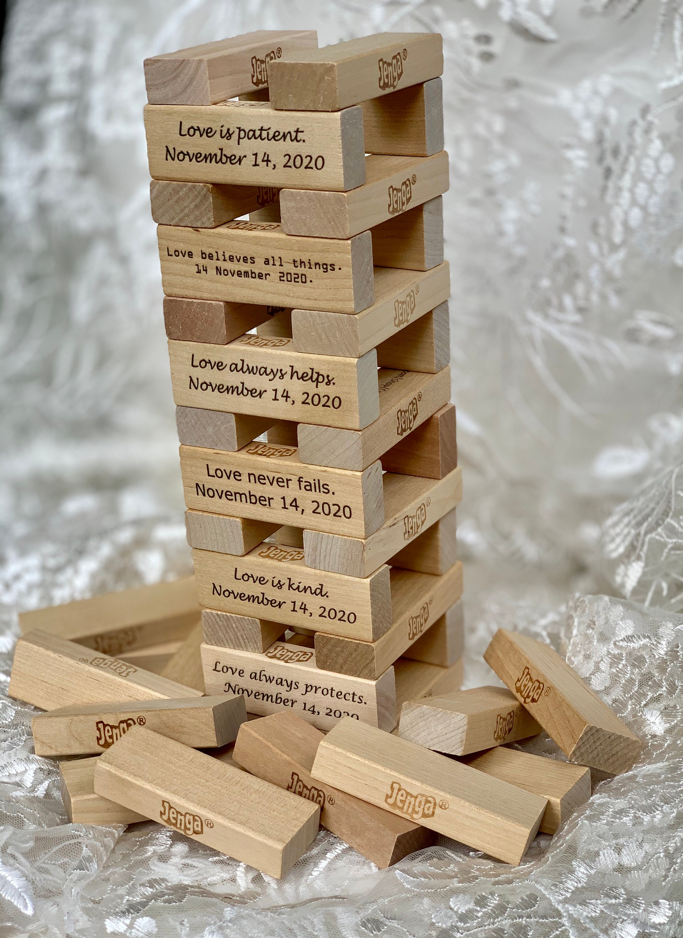 Personalized Wedding Block Tower // Personalized Wedding Guest | Etsy