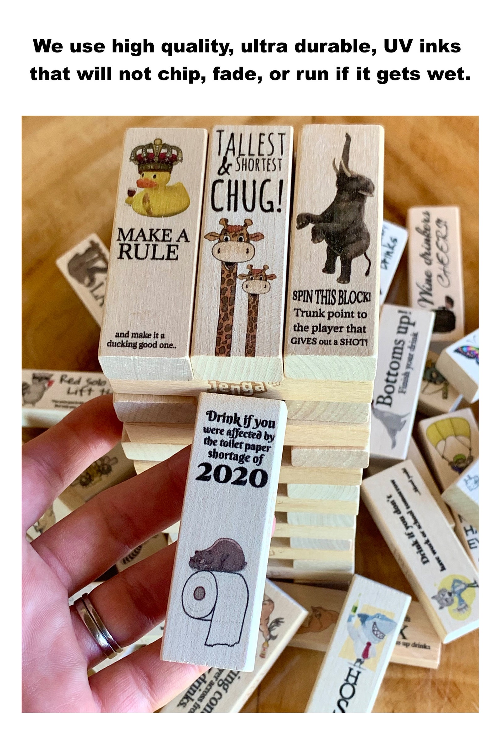 Custom Block Tower Game // Personalized Text, Design, Logo Tumble ...