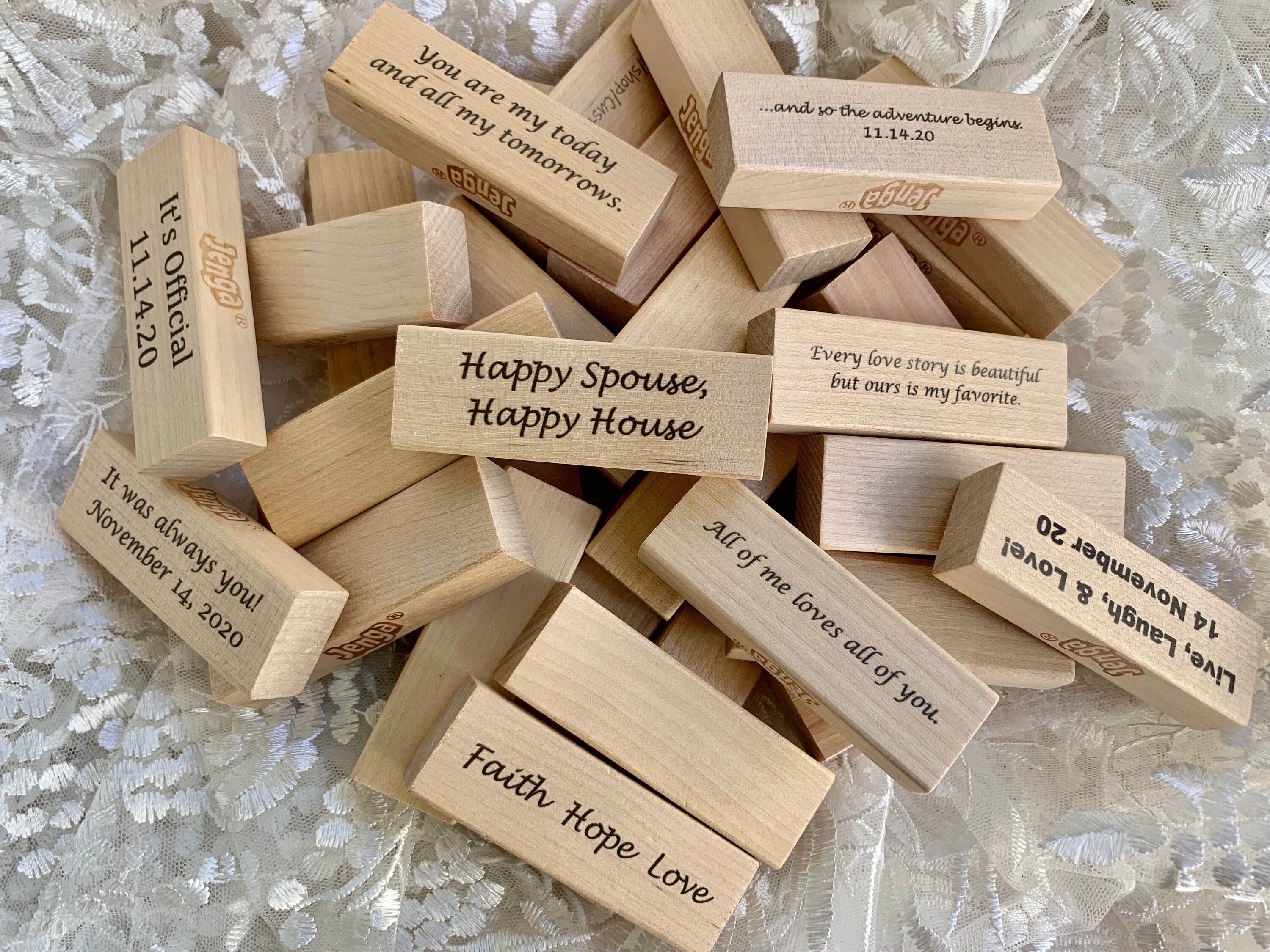 Personalized Wedding Block Tower // Personalized Wedding Guest | Etsy