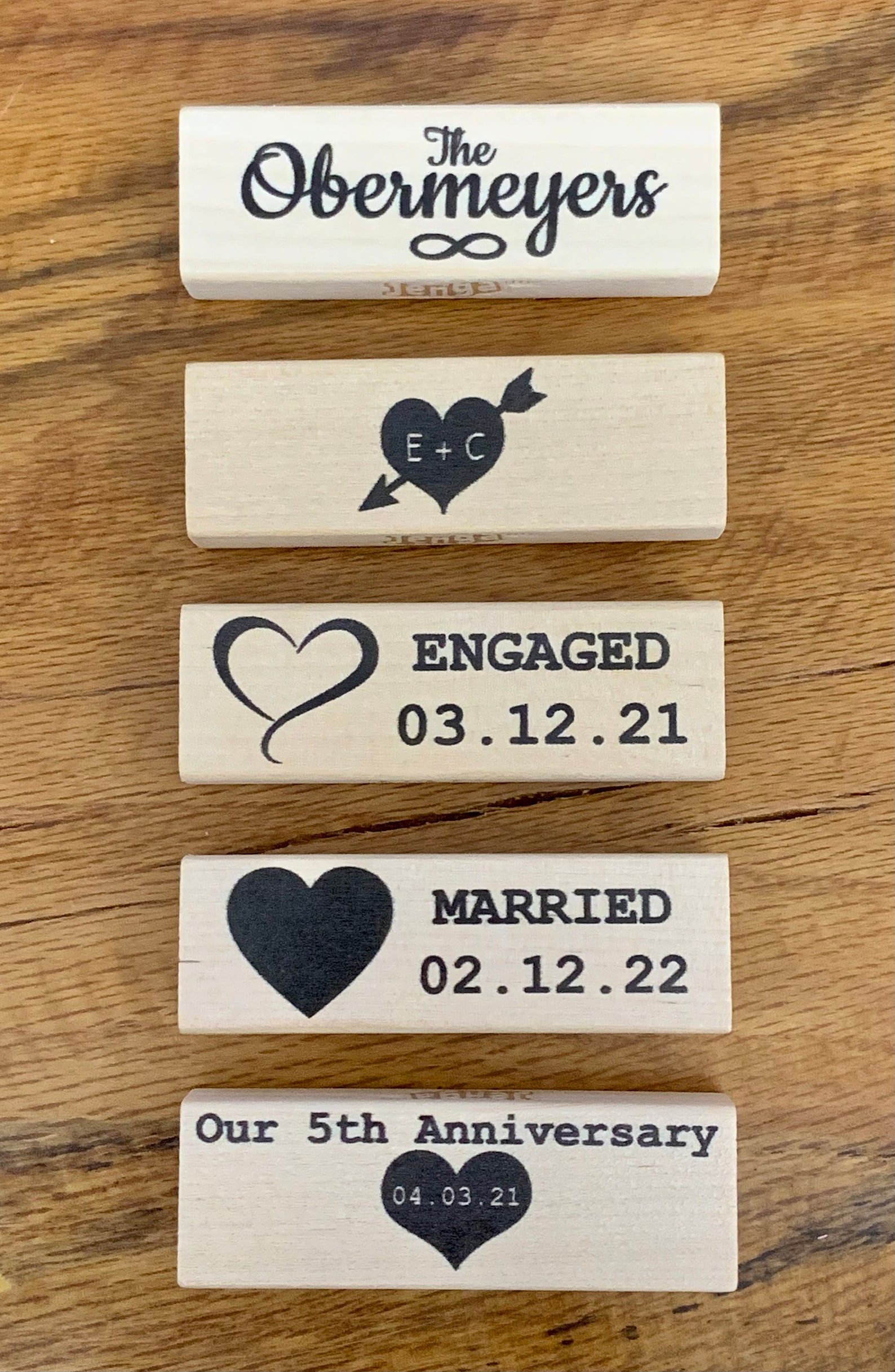 Personalized Anniversary Block Tower Game // 5 Years Wood Gift ...
