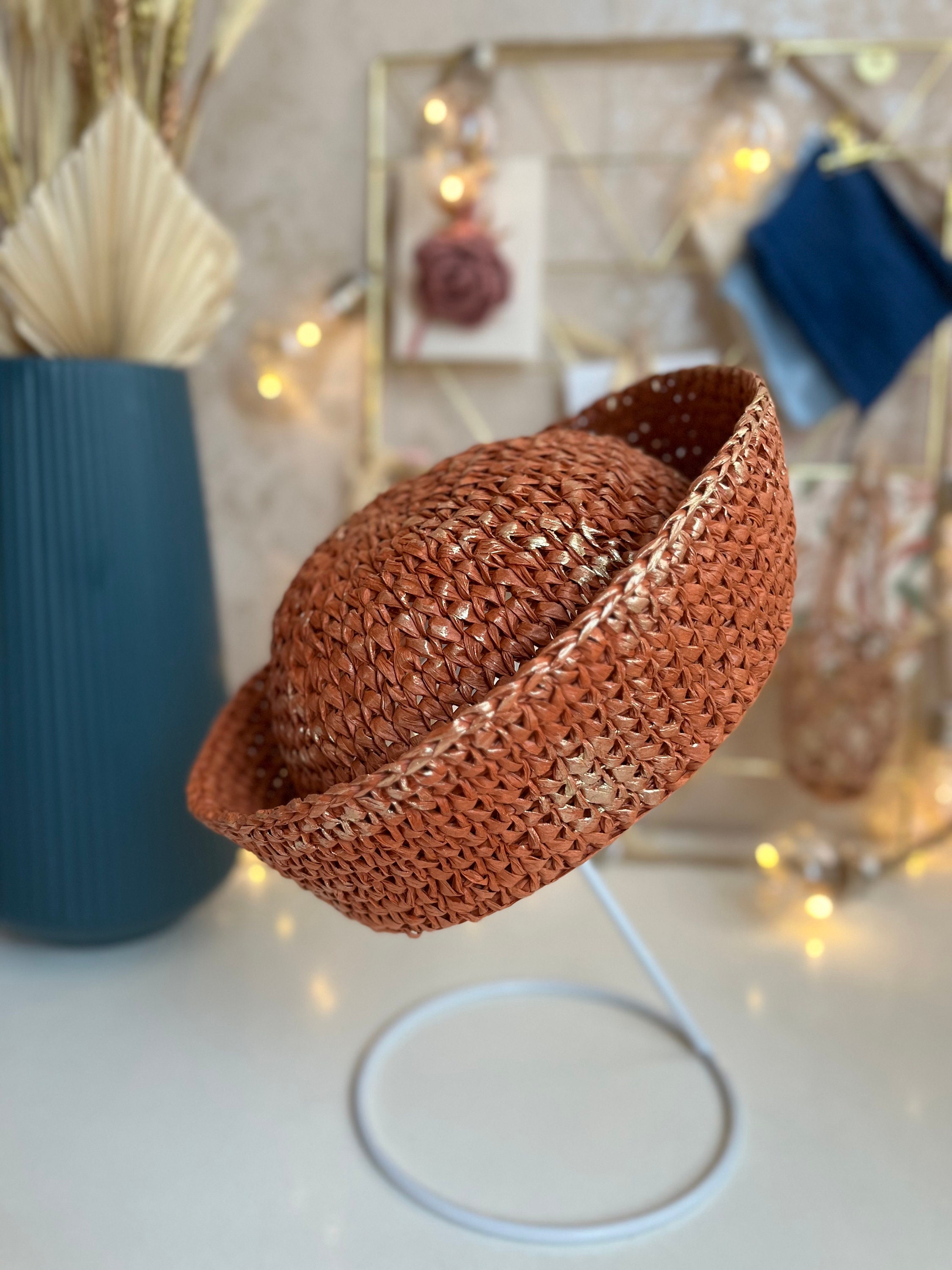 Crochet Raffia Sailor Hat: Personalized Summer Style - Etsy