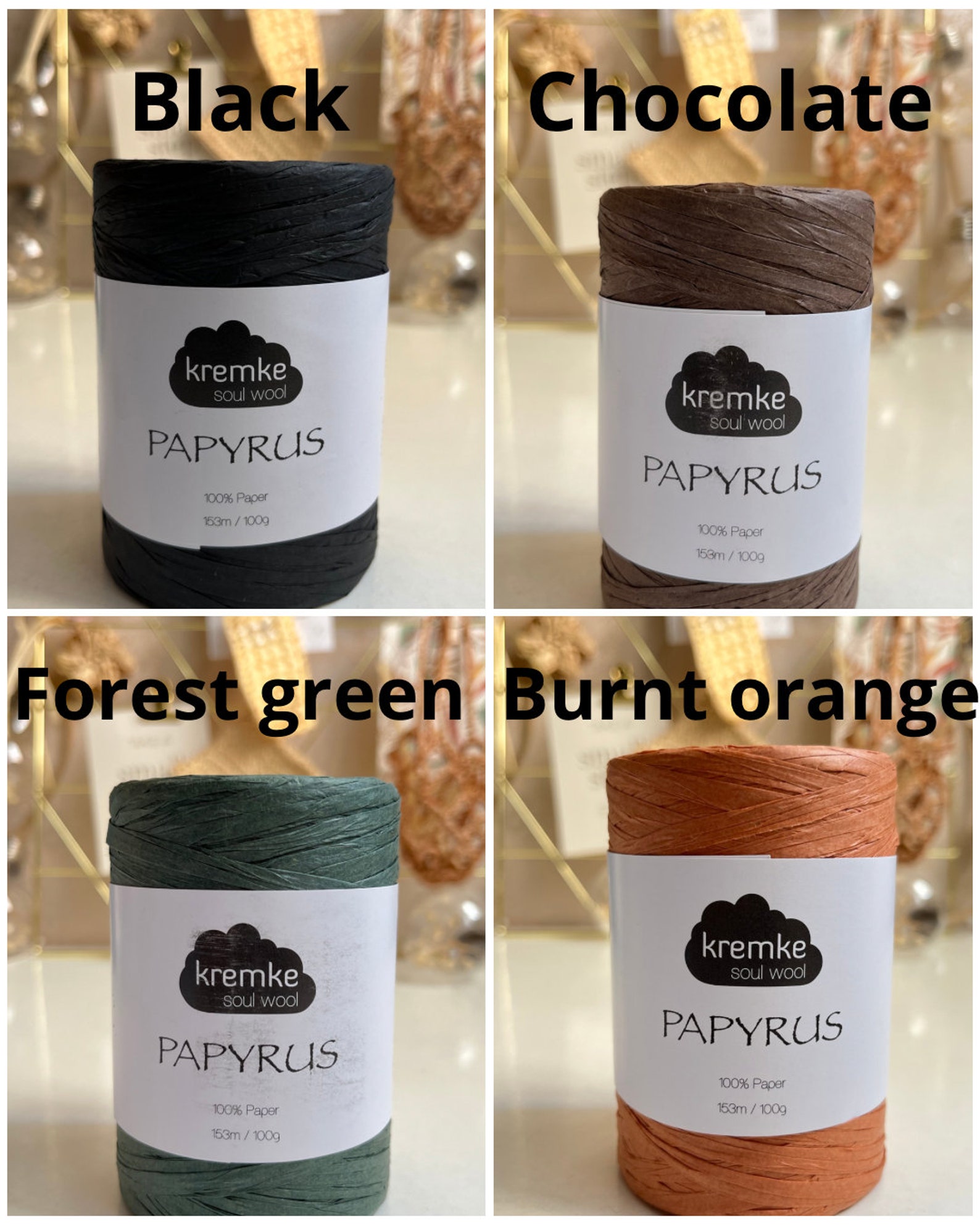 Paper Raffia Papyrus, 100% Natural Yarn for Crochet Hats, Bags, Baskets ...