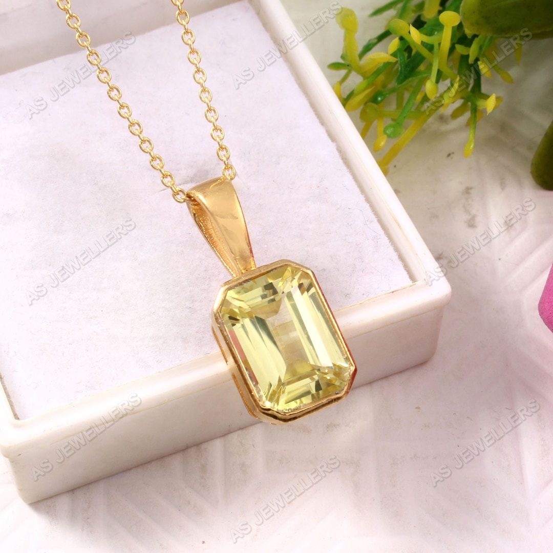 Ceylon Yellow Sapphire Pendant, Natural Yellow Sapphire Octagon Pendant ...