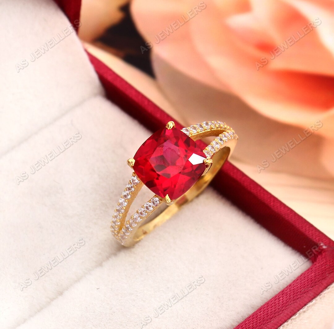 Mozambique Ruby Ring Gemstone Ring Ruby Cushion Ring July Birthstone ...