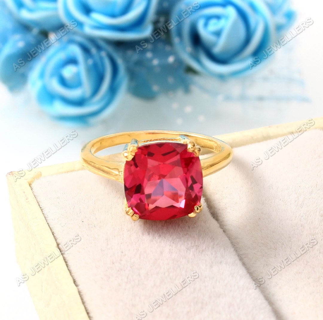 Flawless Padparadscha Sapphire Ring Cushion Gemstone Ring, Pink ...