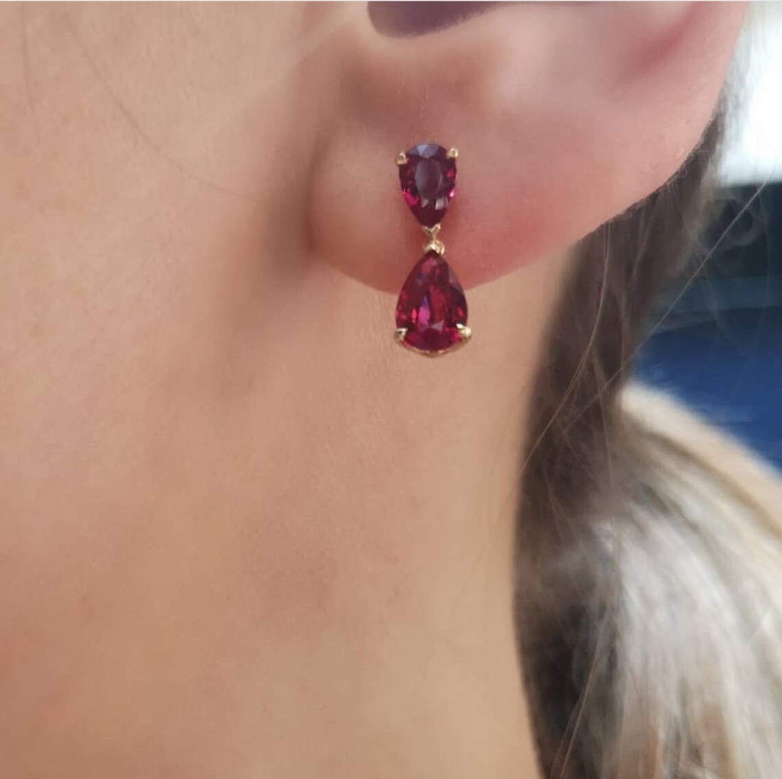 Flawless Red Ruby Earrings Ruby Pear Earrings Gemstone | Etsy