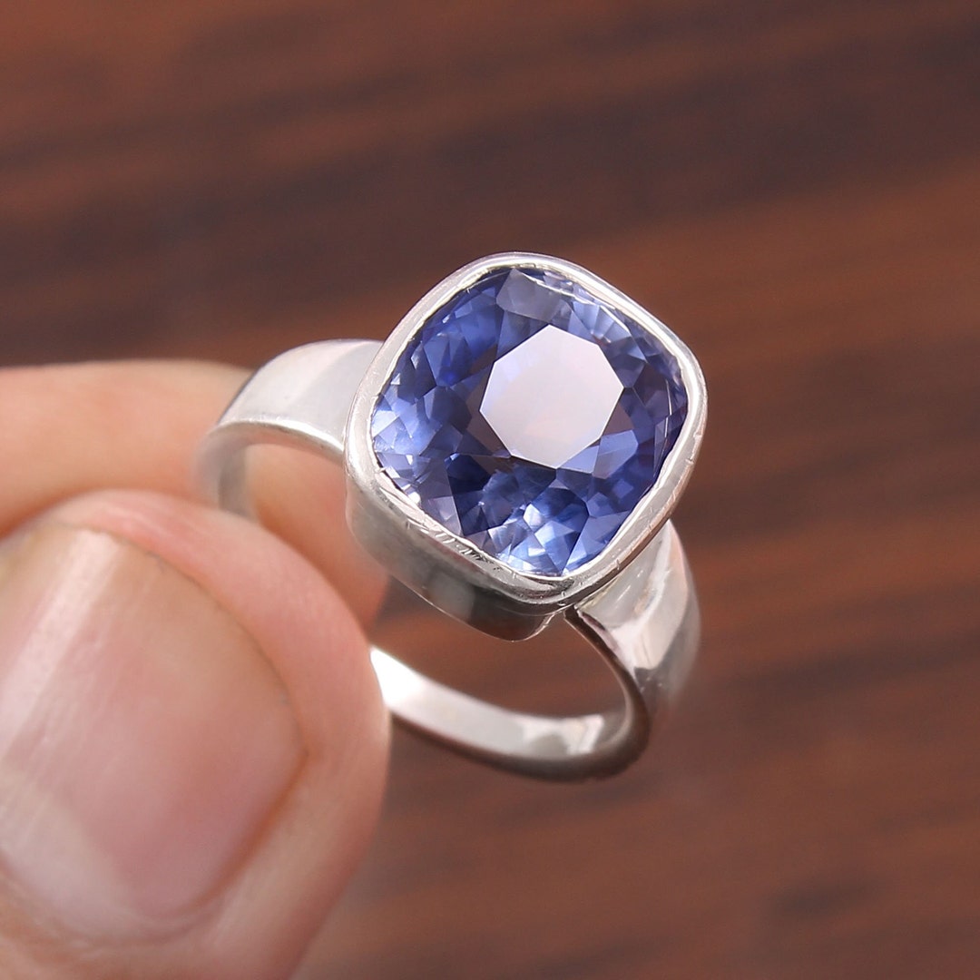 Blauer Saphir Ring Saphir Kissen Edelstein Ring Statement ...