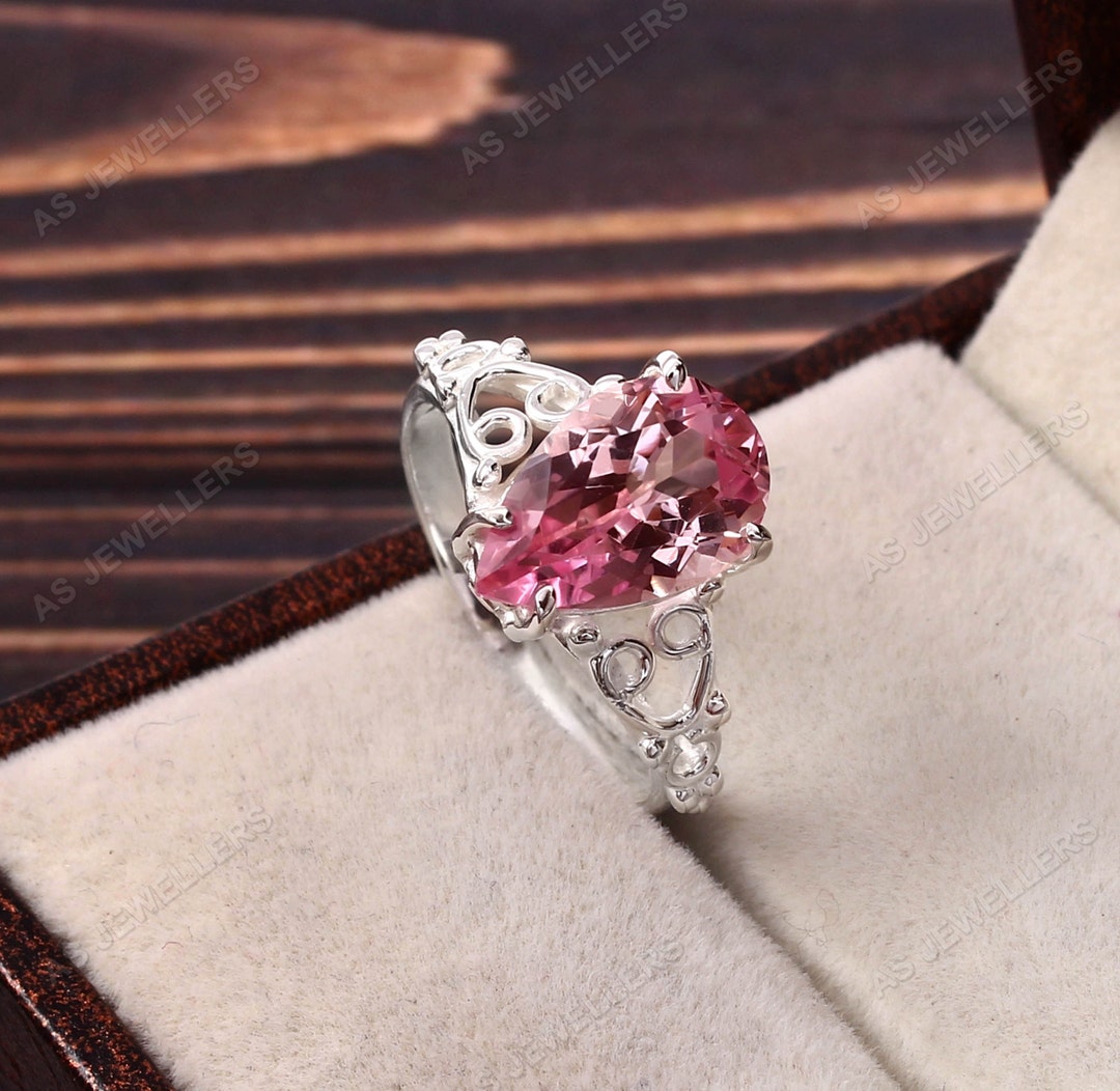Flawless Padparadscha Sapphire Ring Pear Gemstone Ring Peach - Etsy
