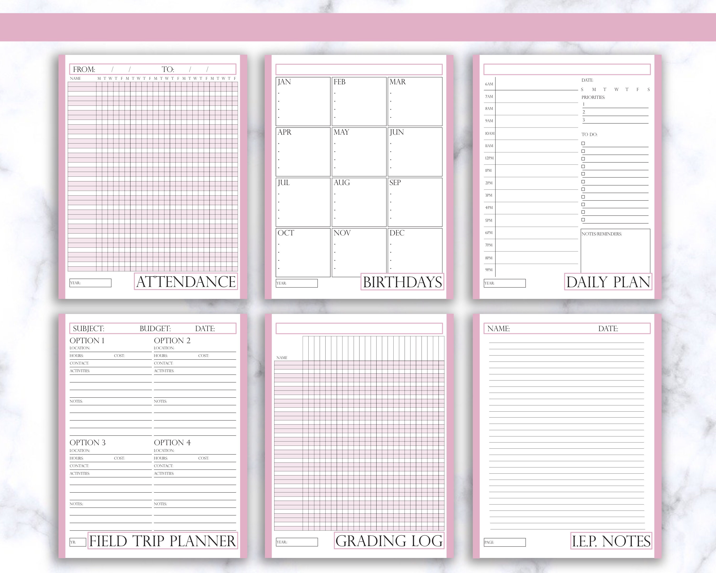 Teacher Planner in Pink Print From Home Undated School Year - Etsy ...