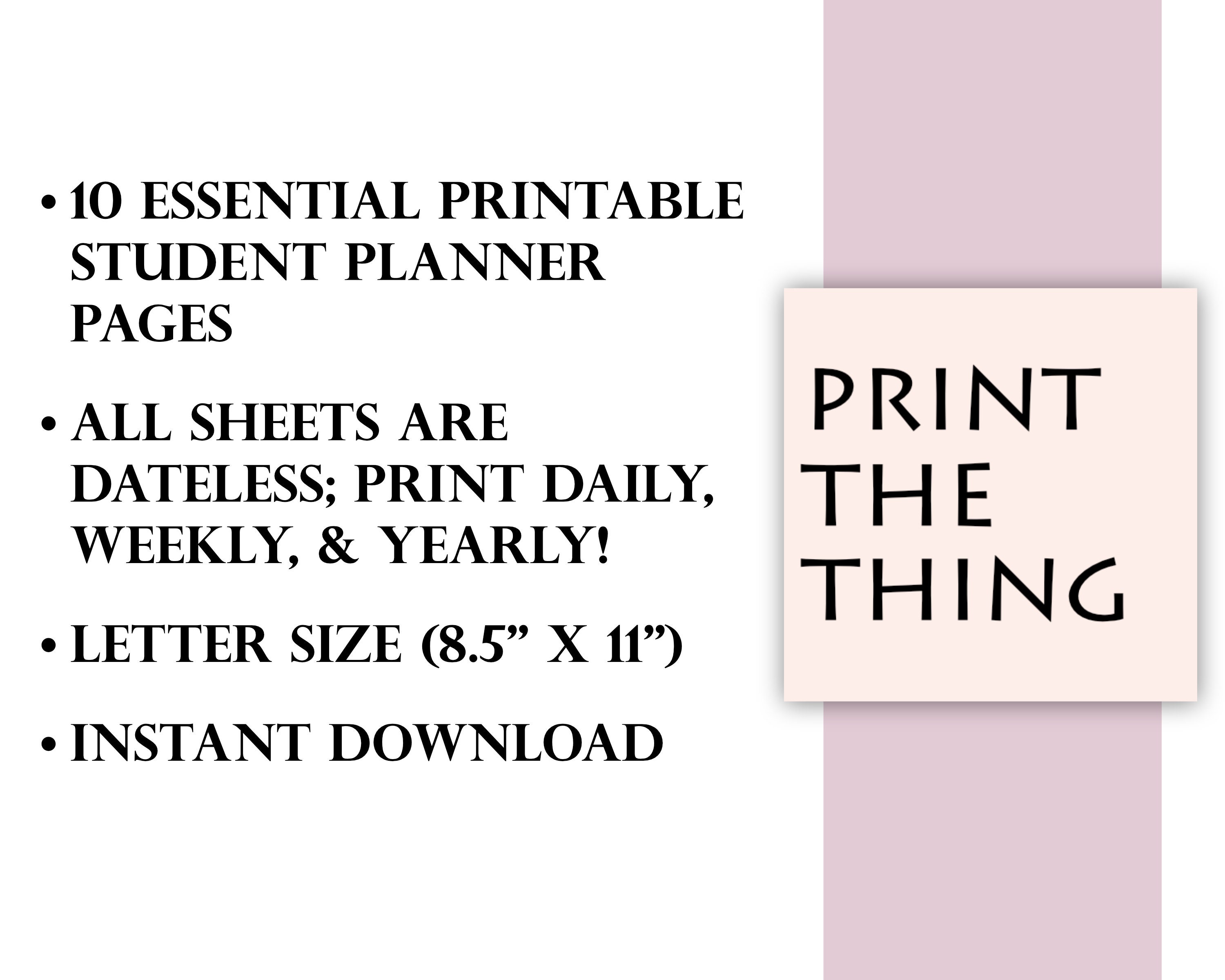 Printable Student Planner in Dusty Pink Print From Home - Etsy