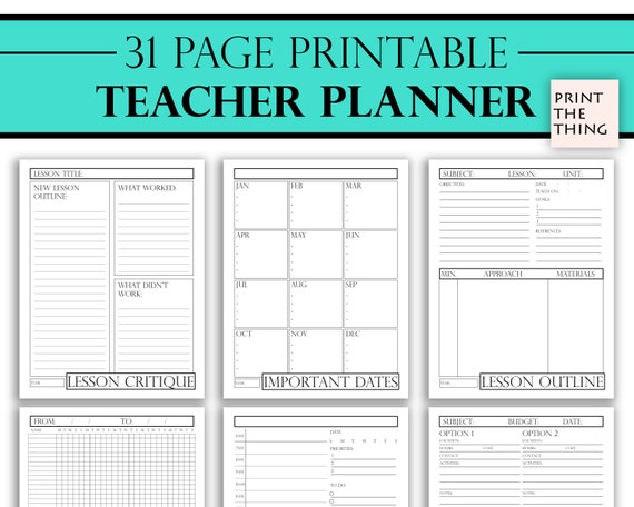 Teacher Planner in Black & White Print From Home Undated - Etsy
