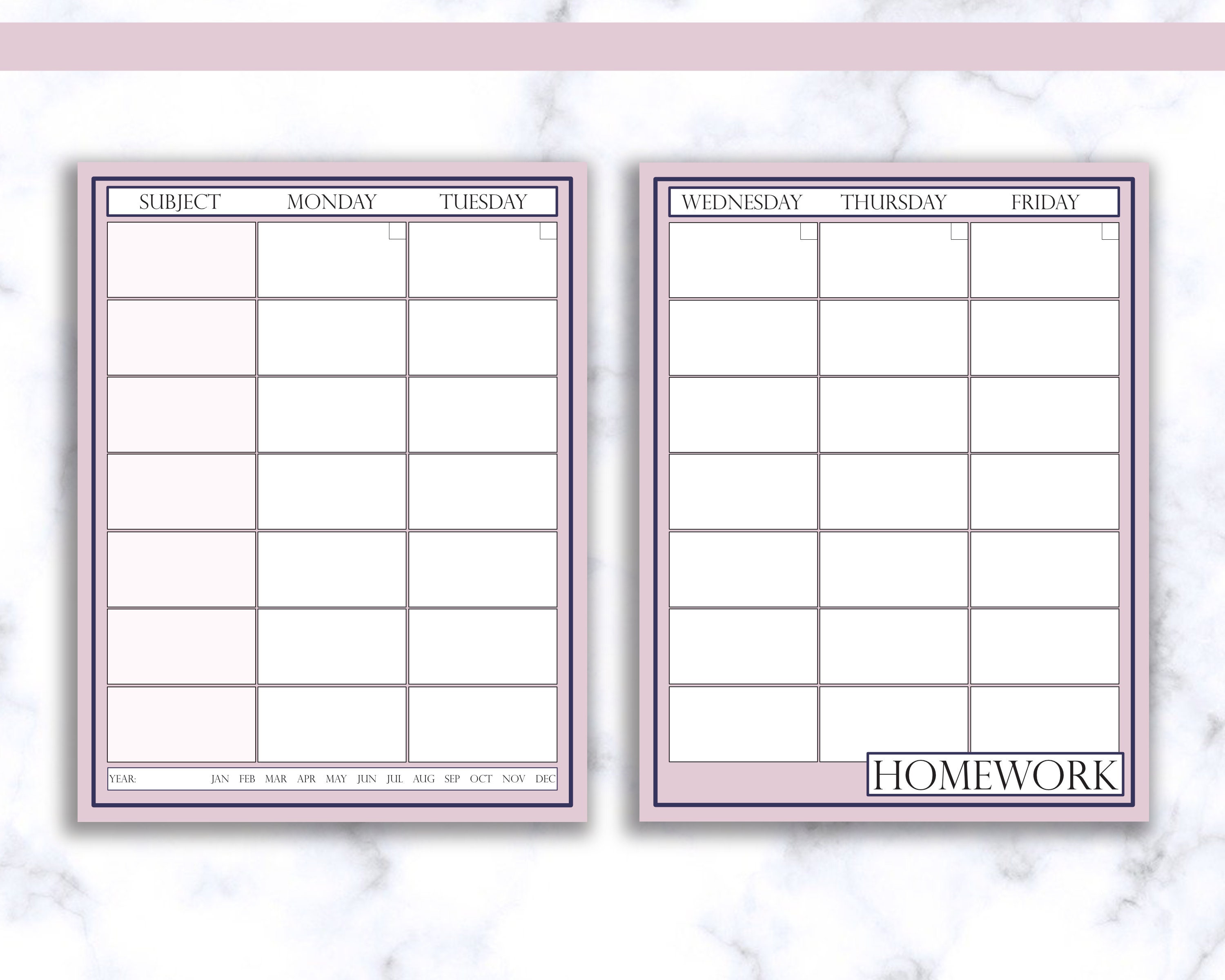 Printable Student Planner in Dusty Pink Print From Home - Etsy