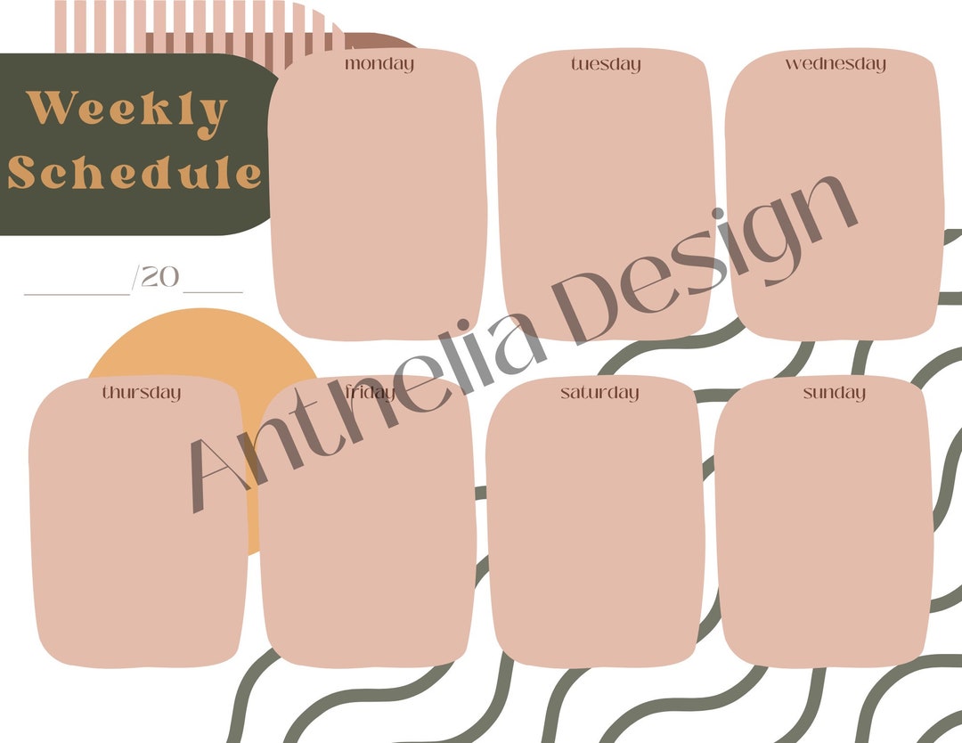 Weekly Schedule Retro Design - Etsy
