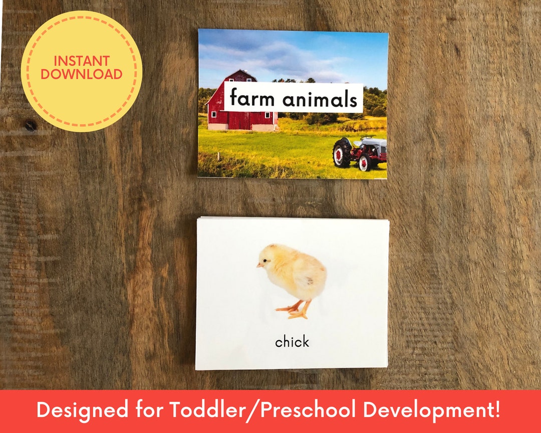 FARM ANIMALS /montessori Flash Cards / Toddler Activity / Preschool ...