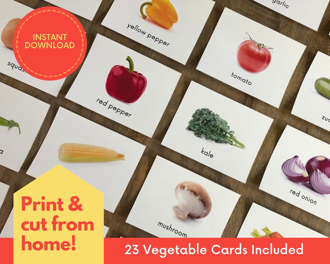 VEGETABLES / Montessori Flash Cards / Toddler Activity / Preschool ...