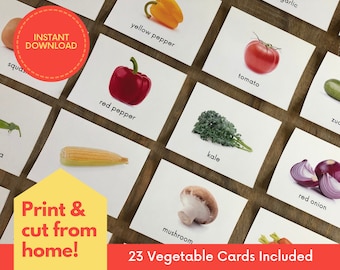 Fruits and Vegetables Flash Cards Toddler Printable Activity Montessori ...