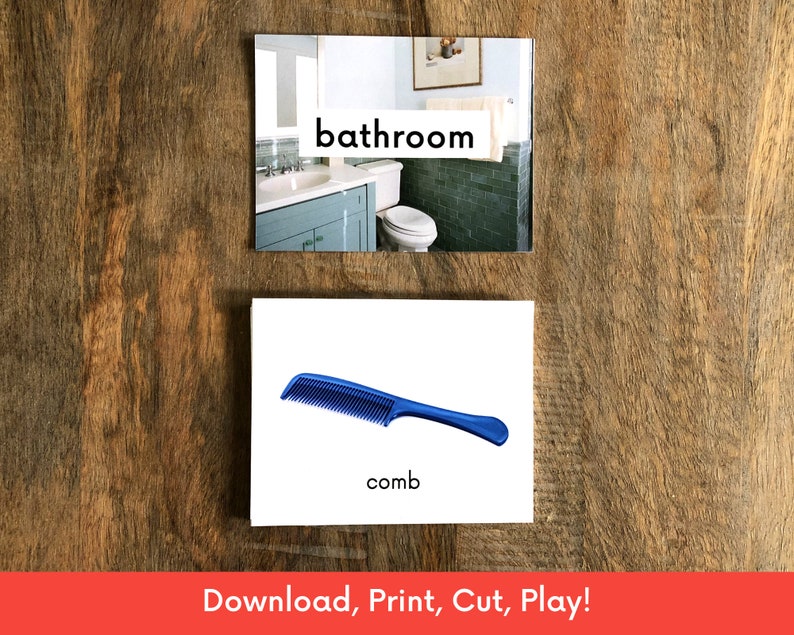 BATHROOM /montessori Flash Cards / Toddler Activity / Preschool ...