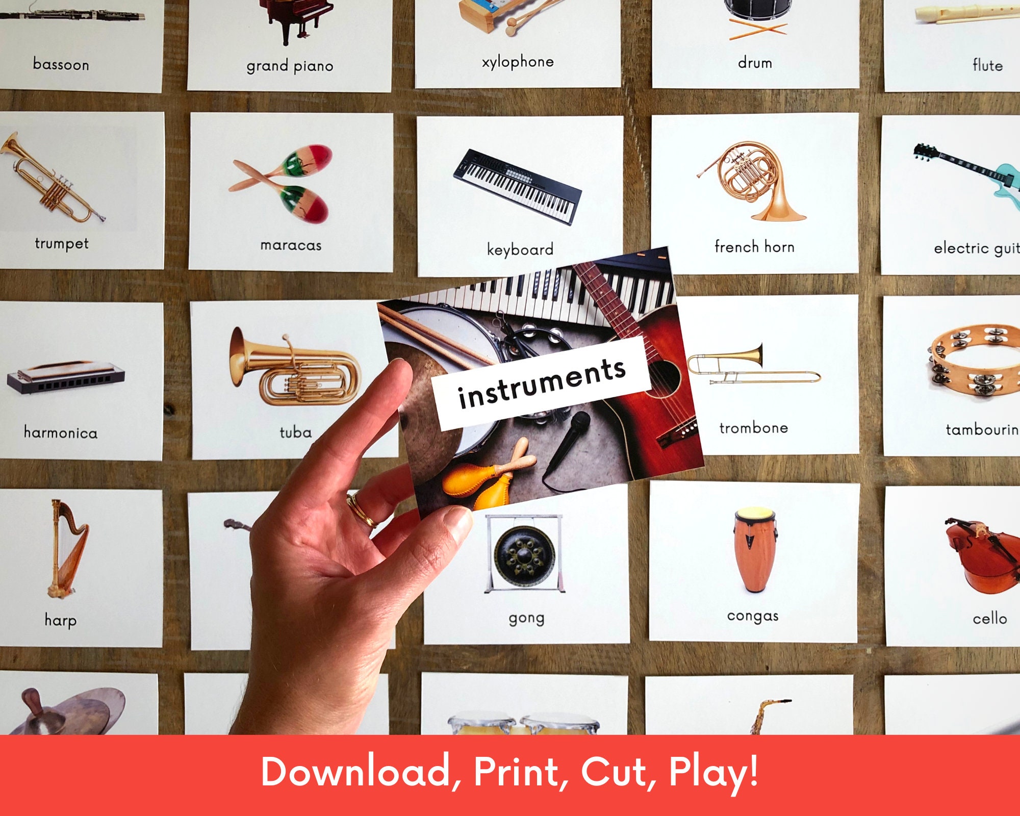 INSTRUMENTS /montessori Flash Cards / Toddler Activity / Preschool ...