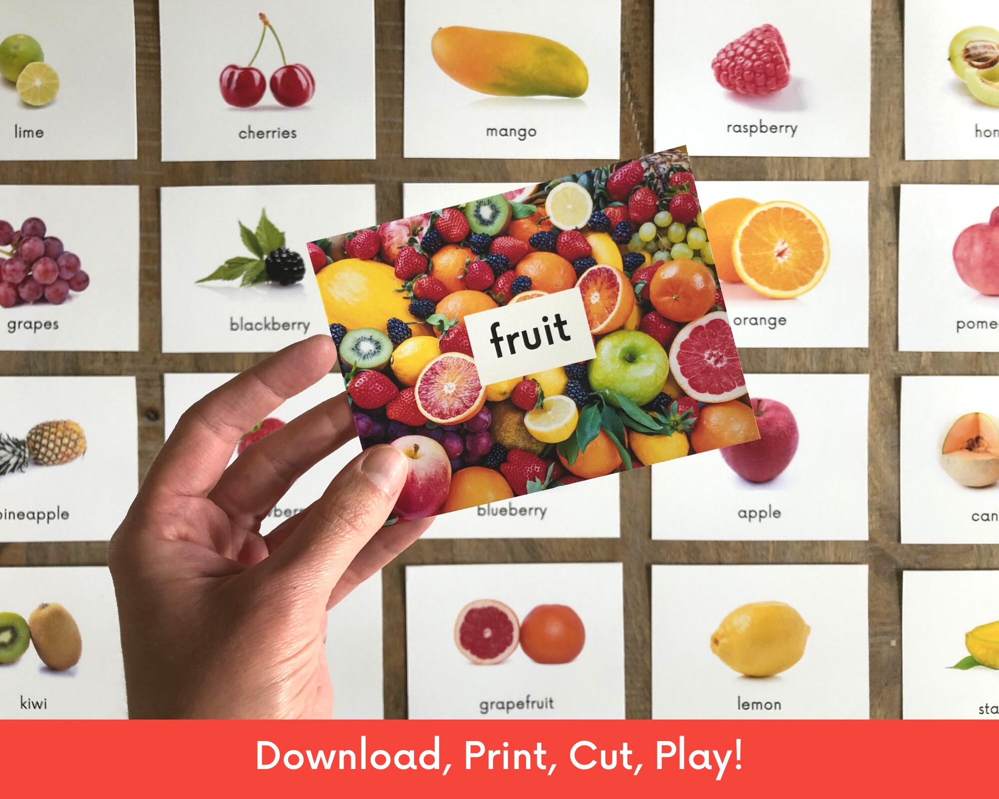 FRUIT /montessori Flash Cards / Toddler Activity / Preschool Learning ...