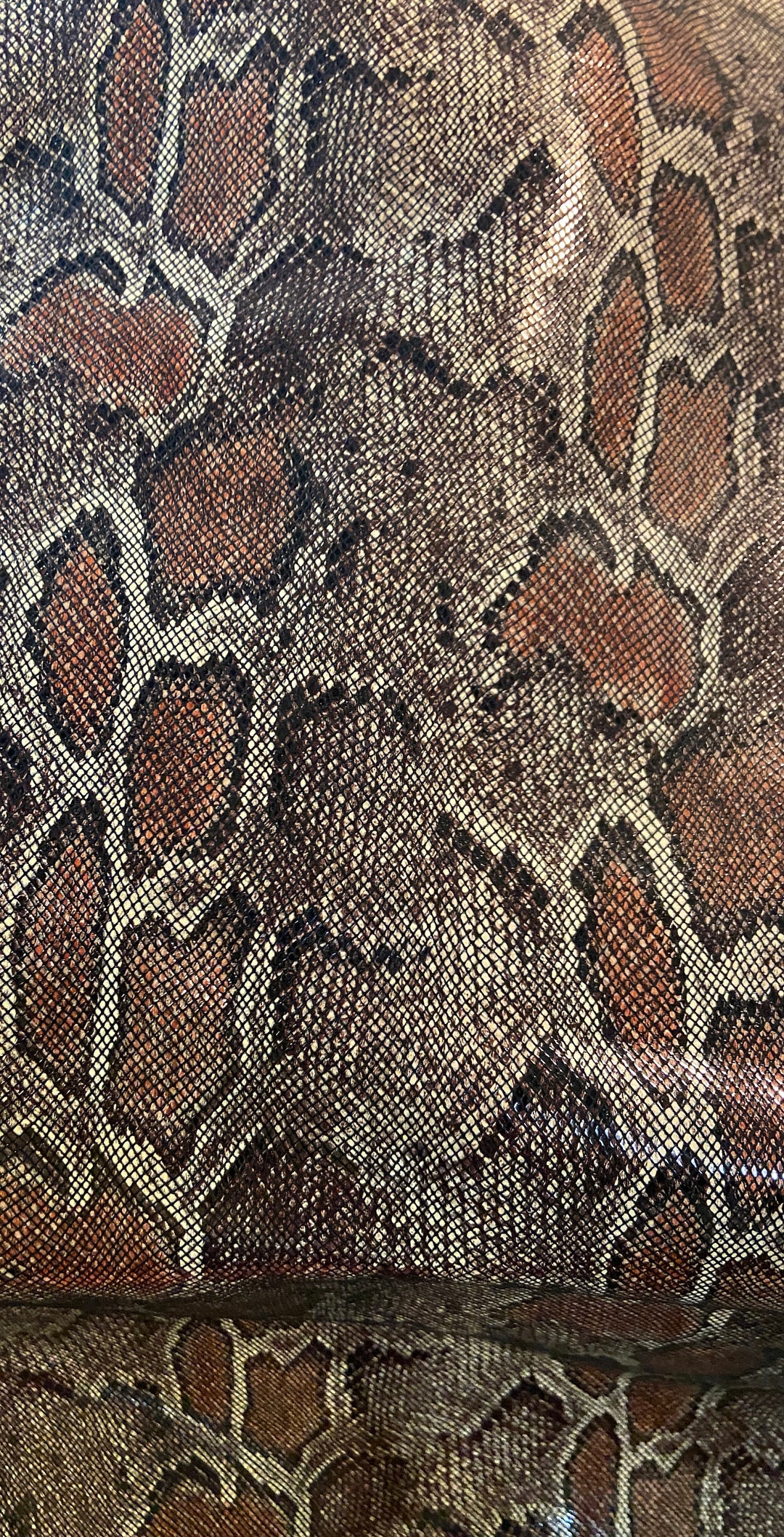 Snake Skin Print Leather // Brown Snake Skin Print Leather // Leather ...