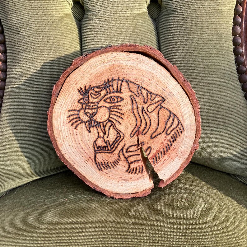 Tiger Tattoo Inspired Wood Burned Art - Sailor Vern Sailor Jerry Ed ...