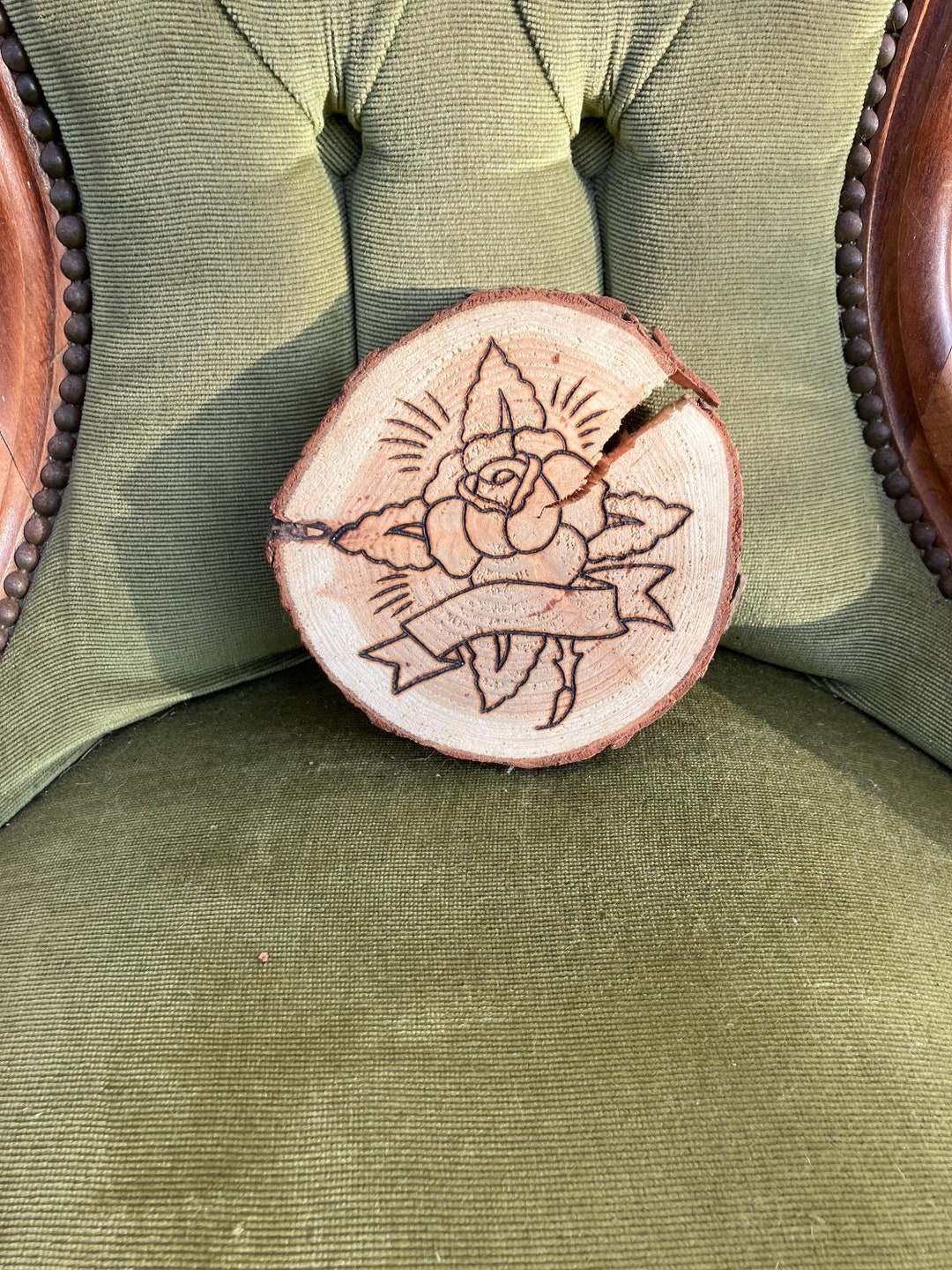 Custom Rose Tattoo Inspired Wood Burned Art - Sailor Vern Sailor Jerry ...