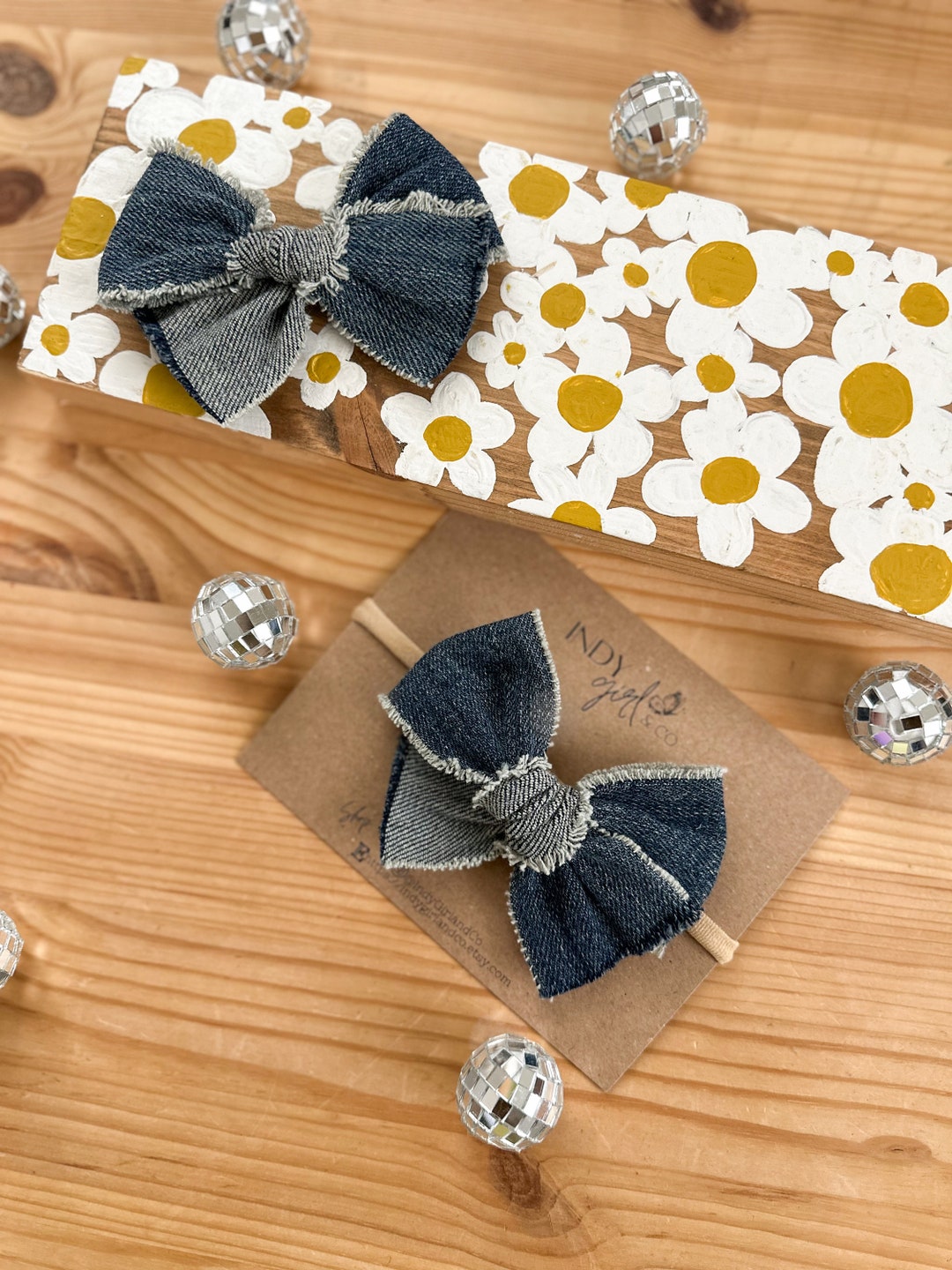 Deep Denim Bow - Etsy
