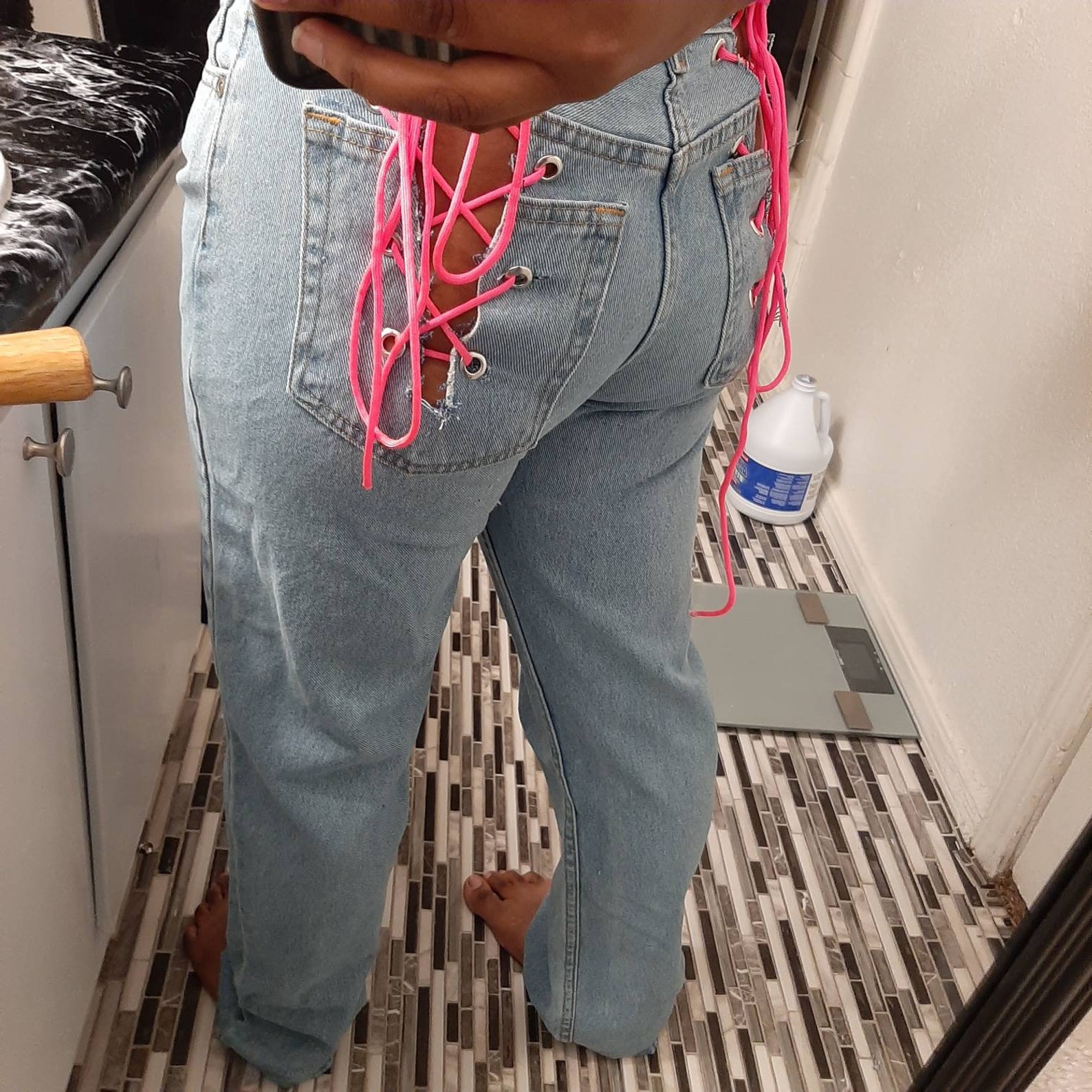 Lace up Jeans - Etsy