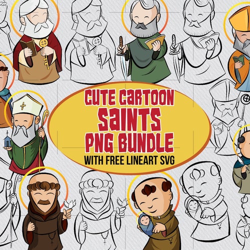 Cute Saints Cliparts Bundle Religious Vector Saint - Etsy