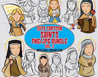 Cute Saints Cliparts Bundle, Religious Vector, Saint, Caricature ...