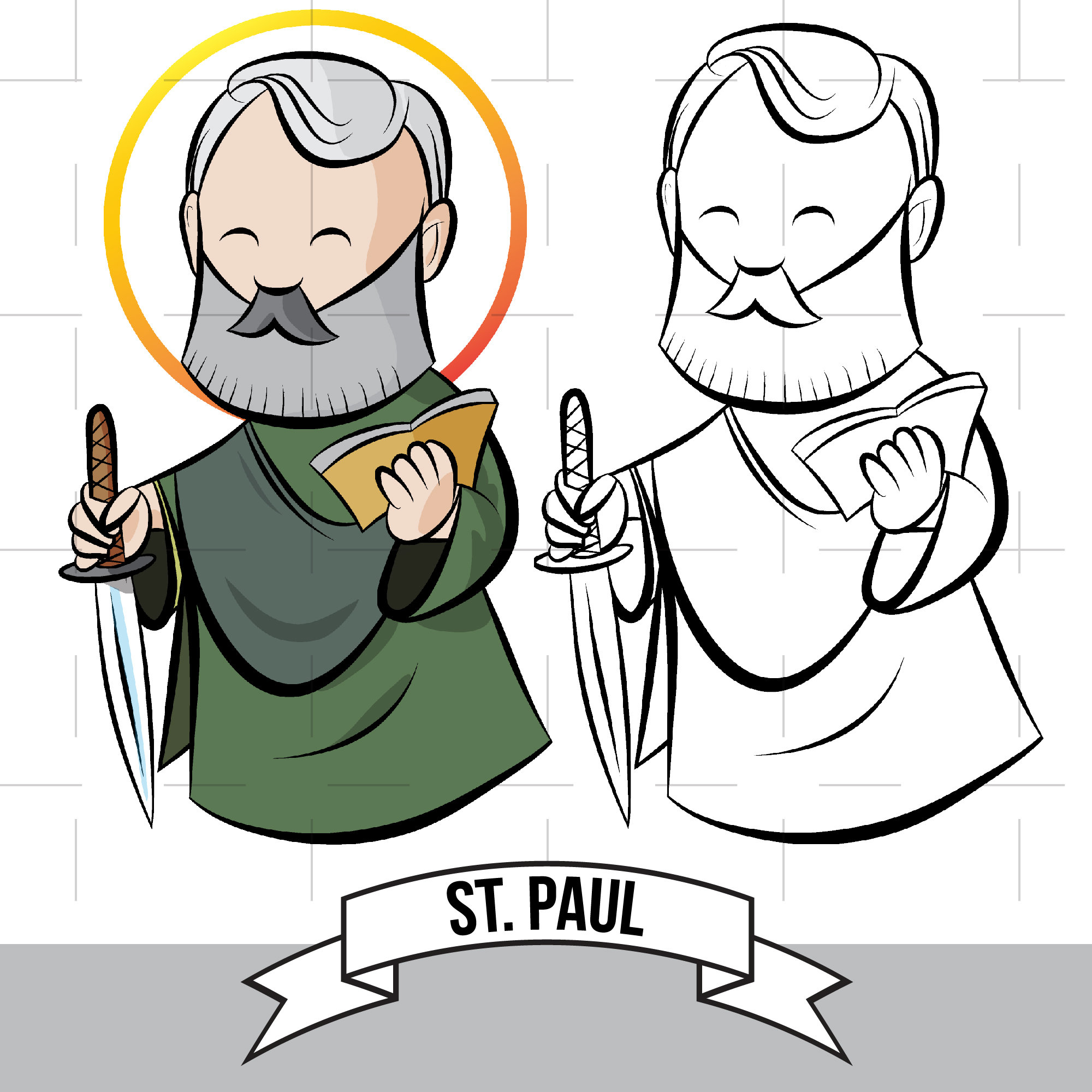 Cute Saints Cliparts Bundle, Religious Vector, Saint, Caricature ...