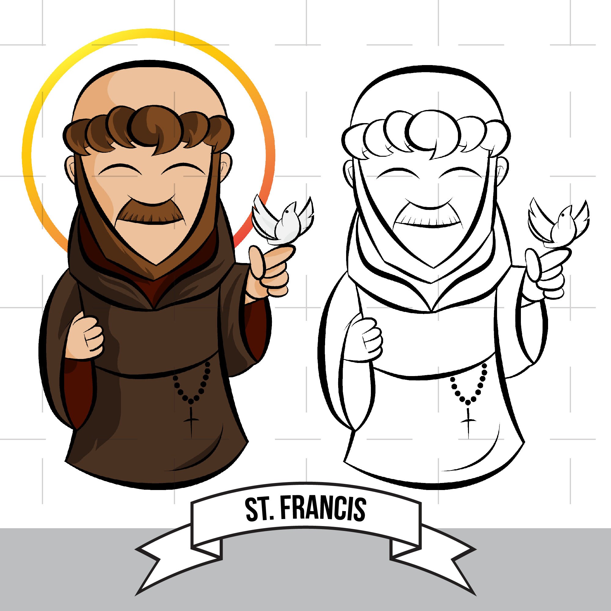 Cute Saints Cliparts Bundle, Religious Vector, Saint, Caricature ...