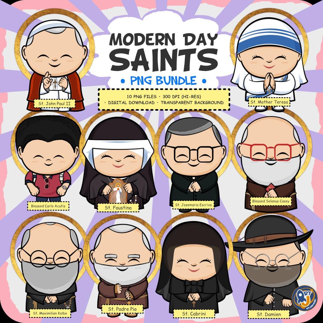Cute Modern-day Saints PNG Cliparts Bundle, Religious, Saint ...