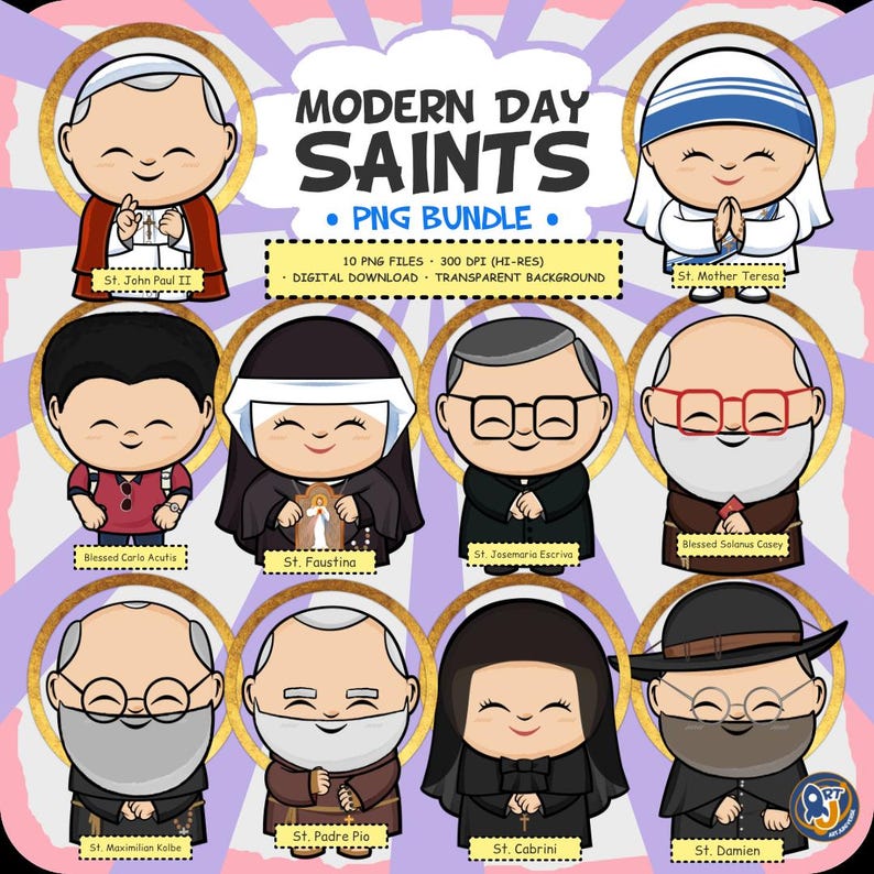 Cute Modern-day Saints PNG Cliparts Bundle, Religious, Saint ...