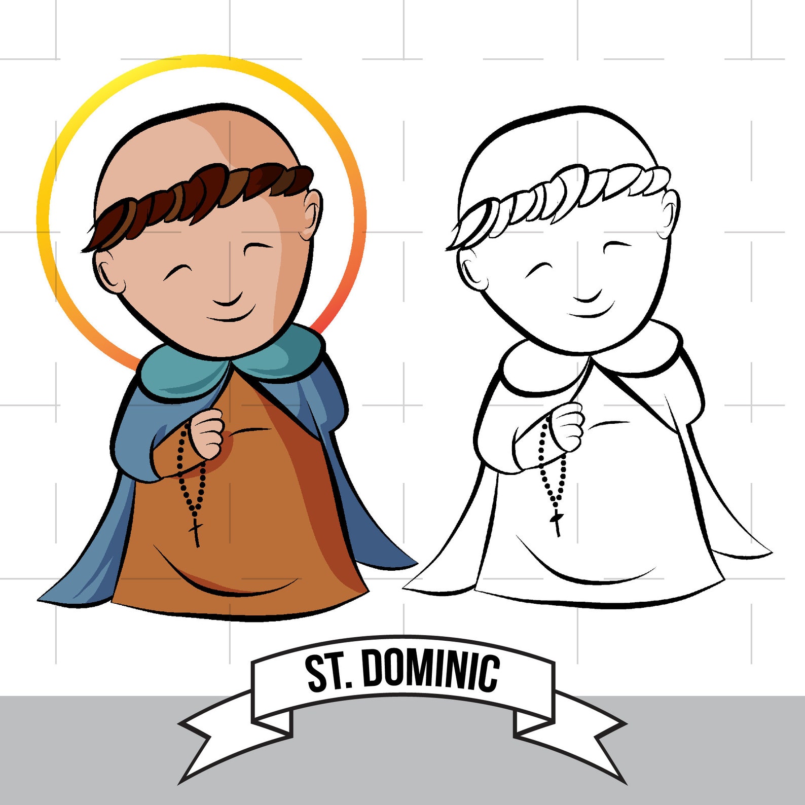 Cute Saints Cliparts Bundle, Religious Vector, Saint, Caricature ...