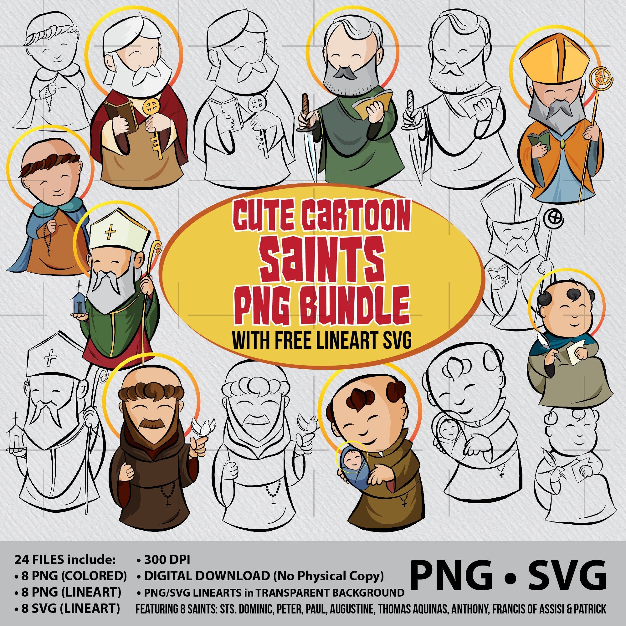 Cute Saints Cliparts Bundle Religious Vector Saint - Etsy