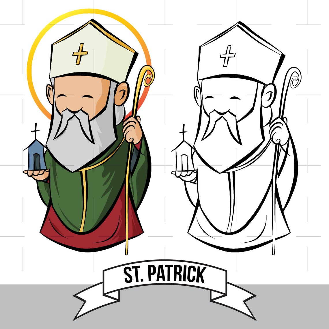 Cute Saints Cliparts Bundle, Religious Vector, Saint, Caricature ...