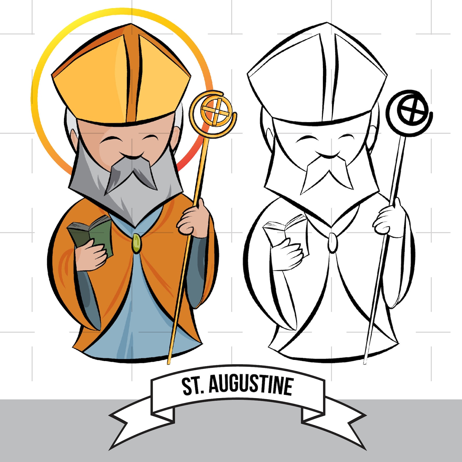 Cute Saints Cliparts Bundle, Religious Vector, Saint, Caricature ...