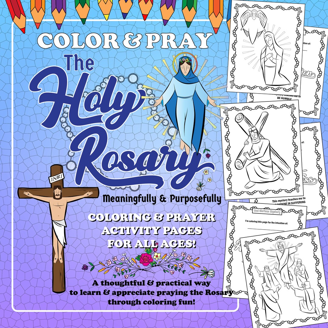 Color and Pray the Holy Rosary 50 Printable Coloring and Prayer ...