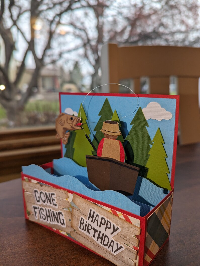 Gone Fishing Birthday Card Pop up Card - Etsy