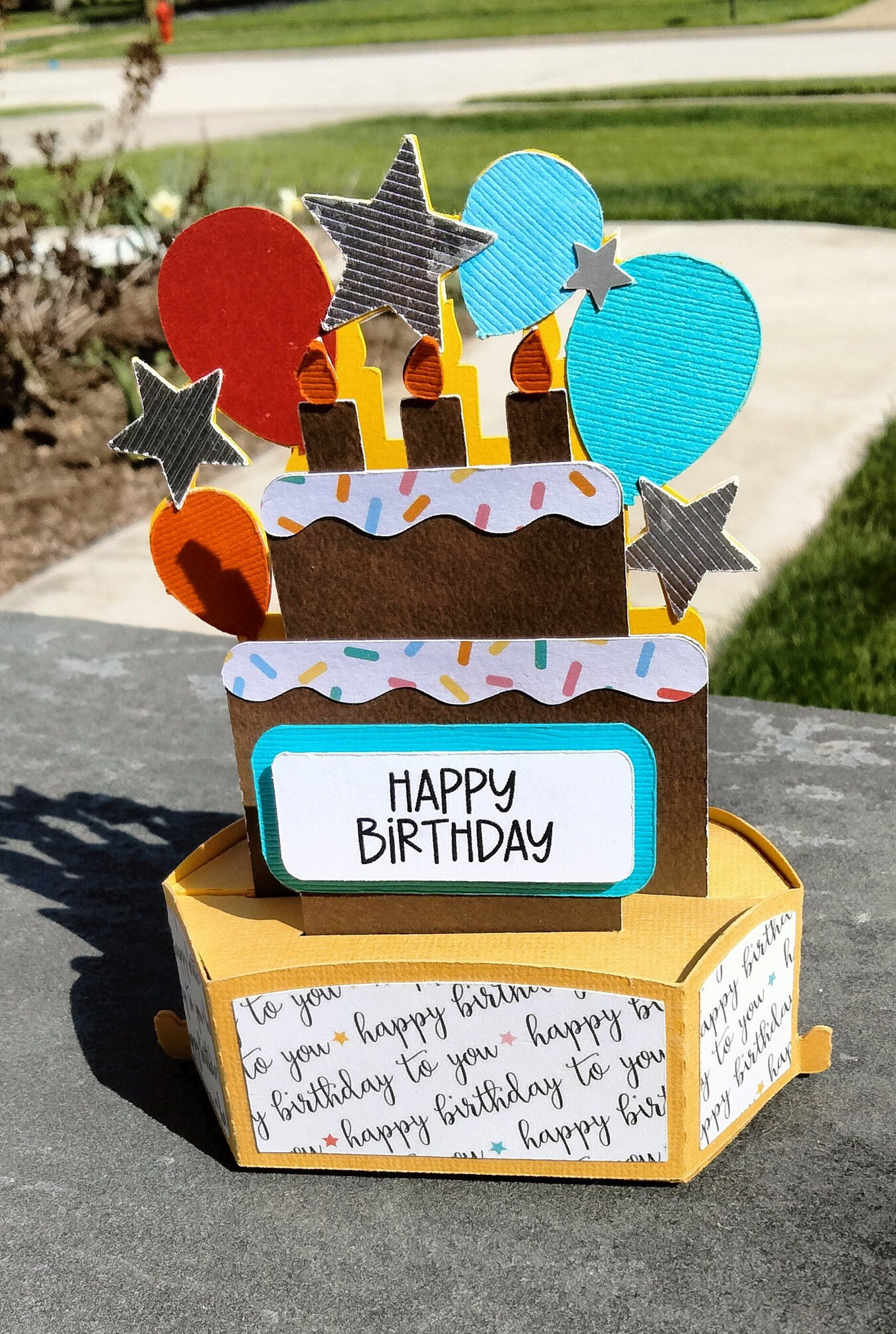Birthday Cake Hexagon Pop up Card - Etsy