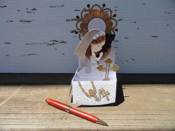3D Pop up Girl First Communion Card | Etsy